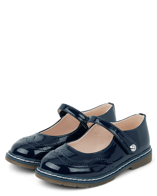 Girls Perforated Faux Patent Leather Ballet Flats - Classroom Cutie ...