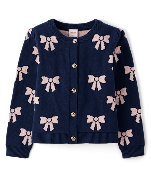 Girls Long Sleeve Bow Print Cardigan - Classroom Cutie - TIDAL | Gymboree