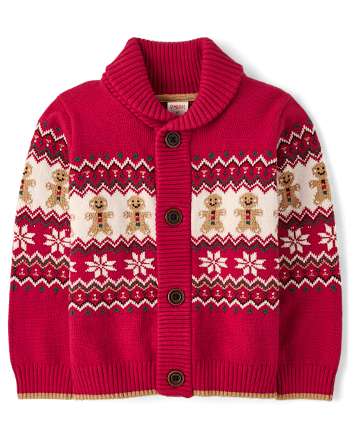 Boys Matching Family Long Sleeve Gingerbread Fairisle Knit Cardigan ...
