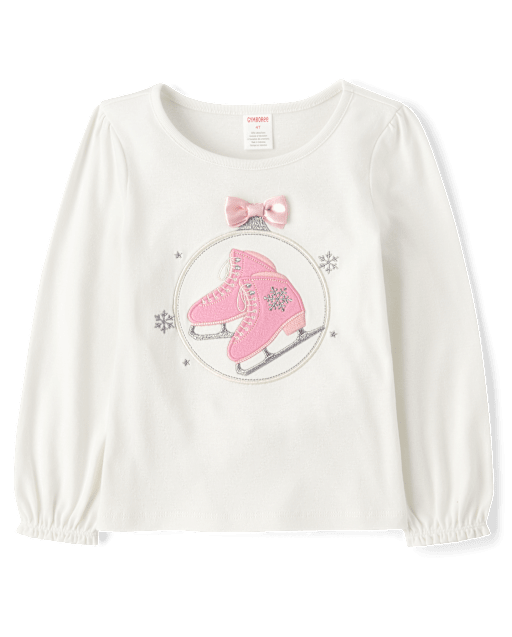 Girls Long Sleeve Ice Skate Top - Little Snowflake - WHITE | Gymboree