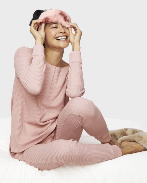 Womens Long Sleeve Thermal Pajamas | The Children's Place - ENAMORED MAUVE