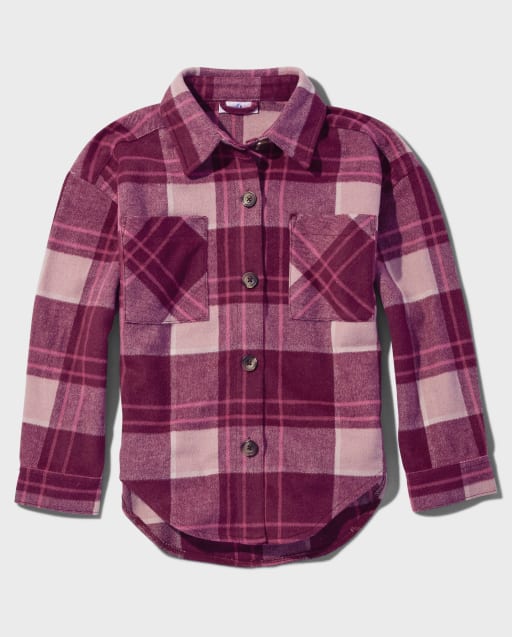 Teen Girls Long Sleeve Plaid Oversized Shirt Jacket | The Children's ...