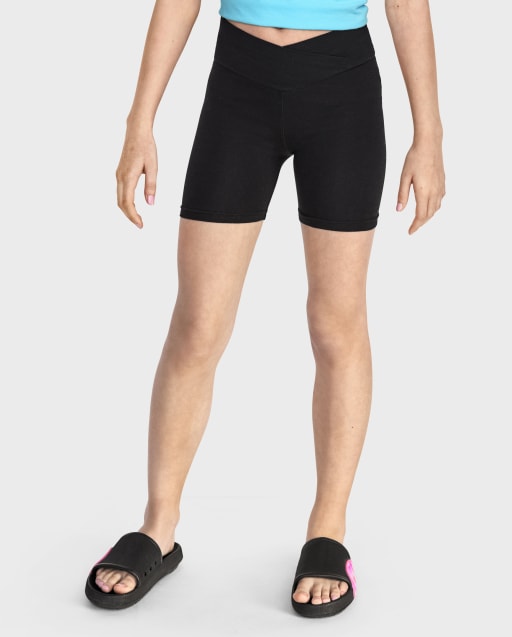 Tween Girls Crossover High Rise Bike Shorts - BLACK | The Children's Place