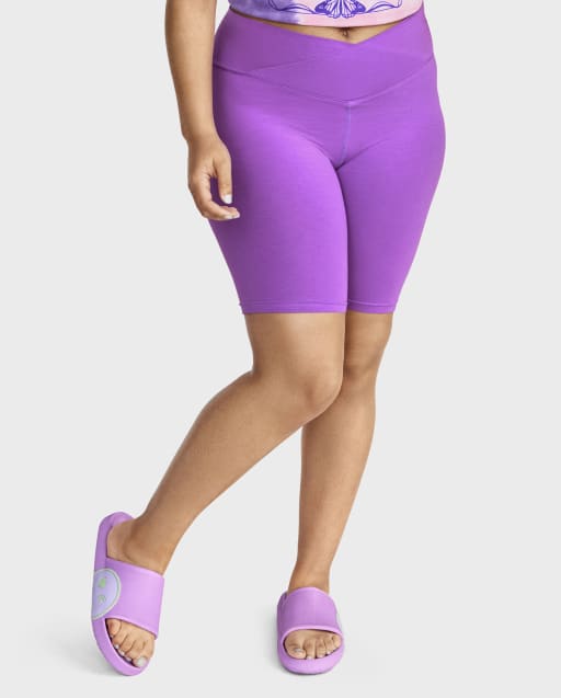 Tween Girls Crossover High Rise Bike Shorts - PURPLE | The Children's Place