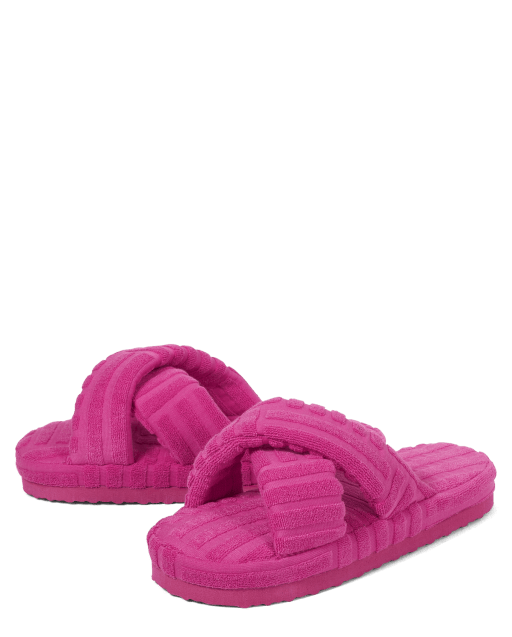 Tween Girls Terry Criss Cross Slides - PINK | The Children's Place