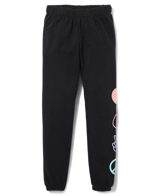Tween Girls Icon Graphic Fleece Jogger Pants - BLACK | The Children's Place