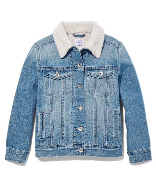 Tween Girls Long Sleeve Sherpa-Lined Denim Jacket - PHOEBE WASH | The ...
