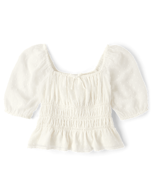 Tween Girls Short Sleeve Smocked Top - BUNNYS TAIL | The Children's Place