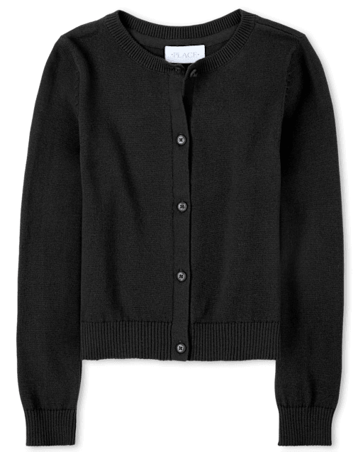 Girls Uniform Long Sleeve Cardigan BLACK The Children s Place
