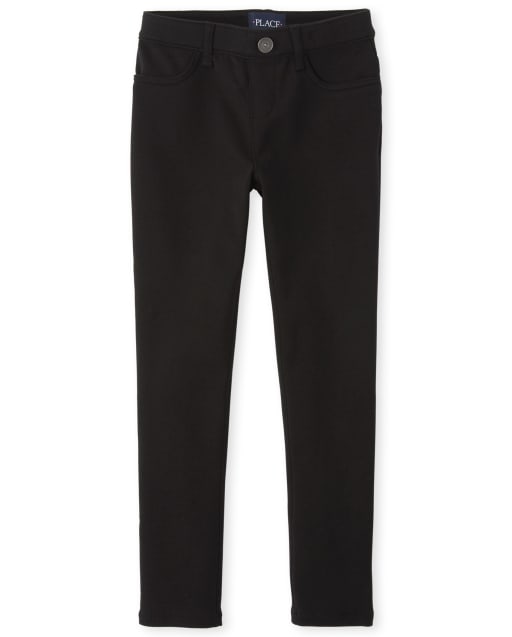 Girls Uniform Ponte Knit Pull On Jeggings | The Children's Place - BLACK