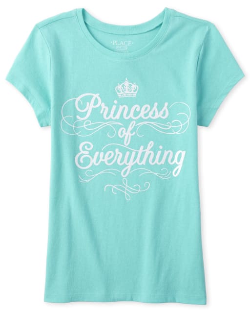 Girls Short Sleeve Glitter 'Princess Of Everything' Graphic Tee ...