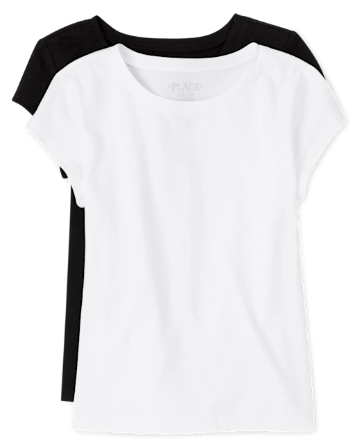Girls Short Sleeve Basic Layering Tee 2-Pack - BLACK | The Children's Place