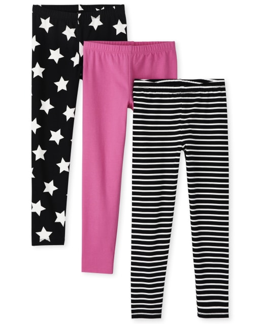 Girls Print Knit Leggings 3-Pack | The Children's Place CA - BLACK