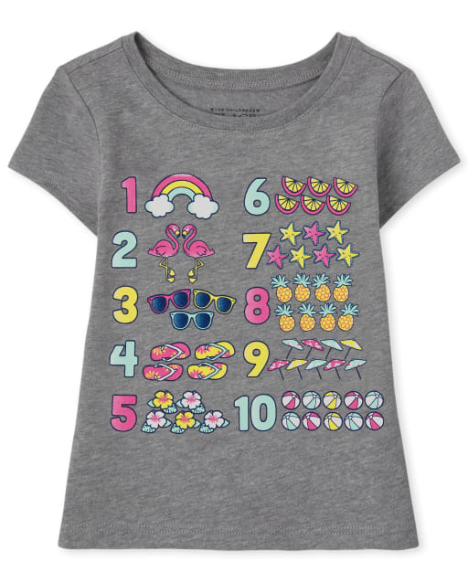 Baby And Toddler Girls Short Sleeve Numbers Graphic Tee | The Children ...