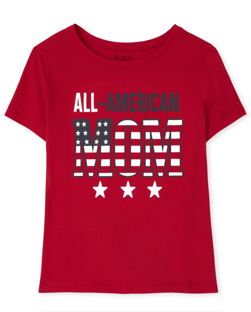 Womens Matching Family Short Sleeve Americana All American Mom Graphic ...