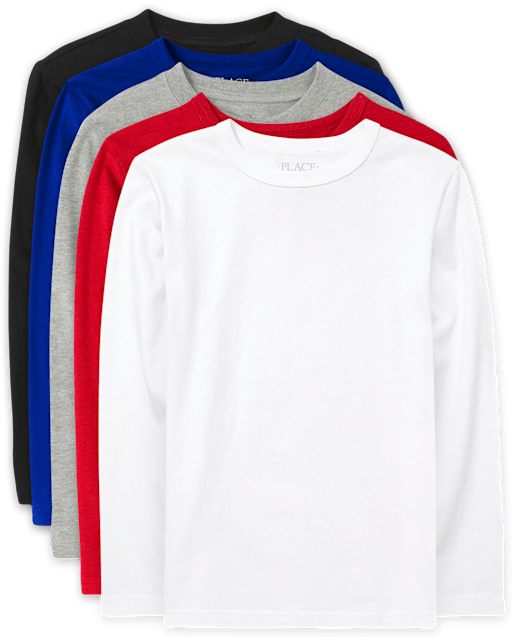 Boys Long Sleeve Basic Layering Tee 5-Pack - MULTI CLR | The Children's ...