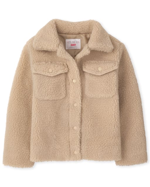 Girls Long Sleeve Sherpa Jacket - TOAST | The Children's Place