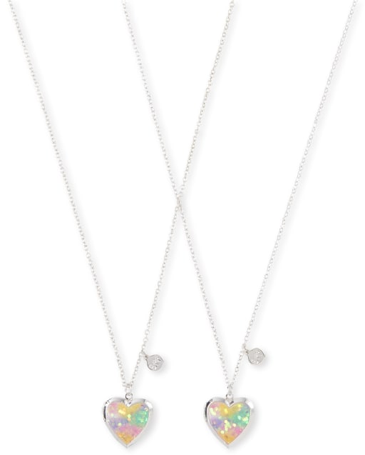 Girls Rainbow Glitter BFF Locket Necklace 2-Pack | The Children's Place ...