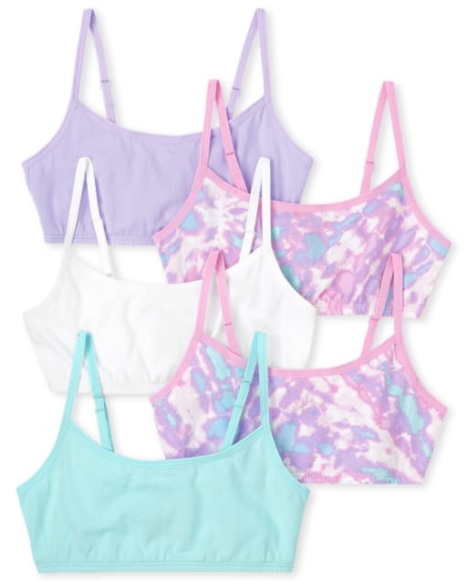 Girls Tie Dye Bralette 5-Pack | The Children's Place - LOVELY LAVENDER