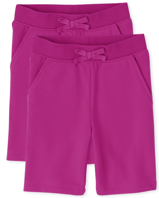 Girls Uniform Active French Terry Knit Shorts 2 Pack Aurora Pink