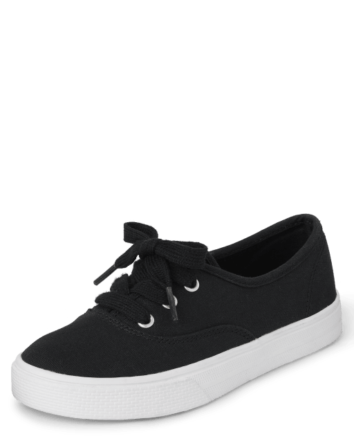 Girls Uniform Canvas Low Top Sneakers | The Children's Place - BLACK