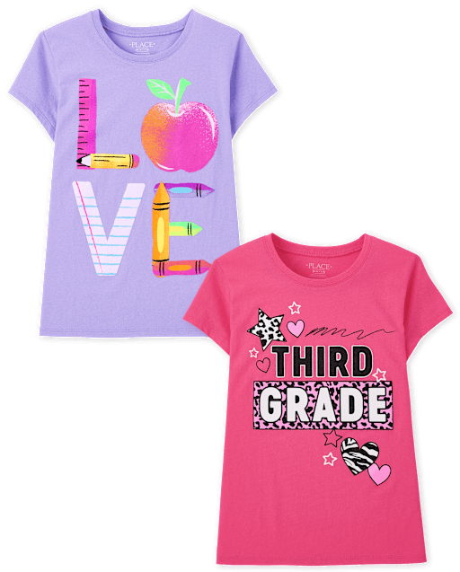 Girls Short Sleeve 'Third Grade' And 'Love' Graphic Tee 2-Pack - MULTI ...