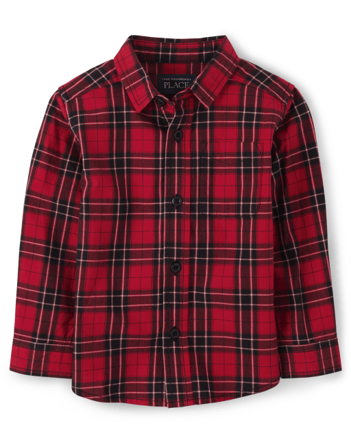 Baby And Toddler Boys Matching Family Long Roll Up Sleeve Tartan Poplin ...