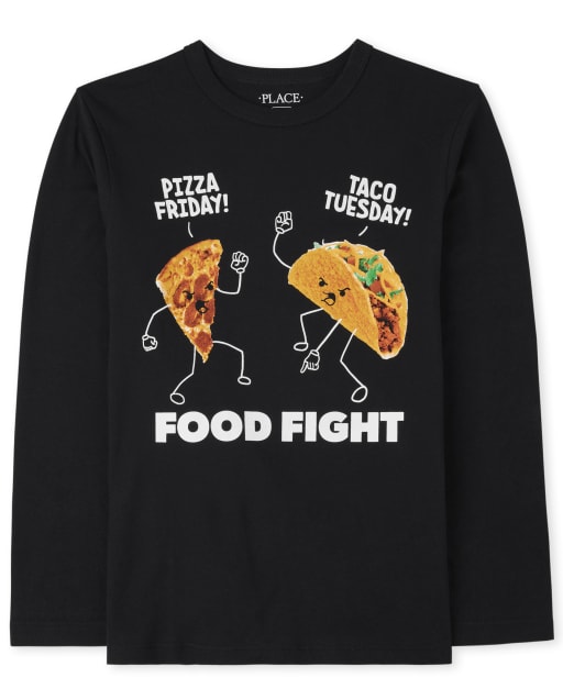 Boys Long Sleeve Food Fight Graphic Tee | The Children's Place - BLACK