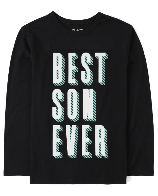 Boys Long Sleeve Best Son Ever Graphic Tee | The Children's Place - BLACK