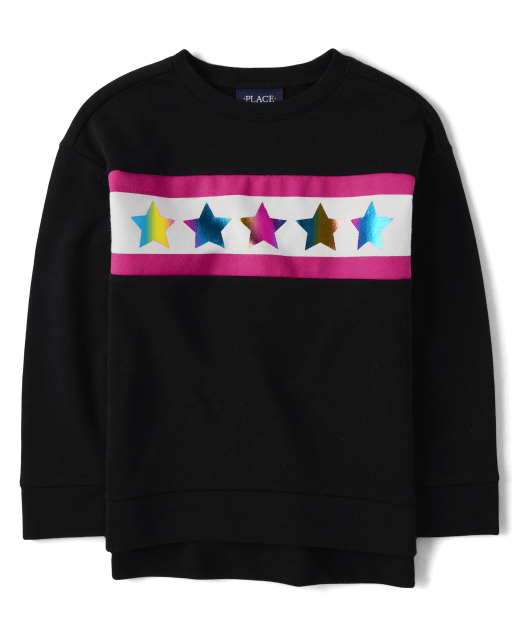 Girls Active Long Sleeve Colorblock Star Top | The Children's Place - BLACK