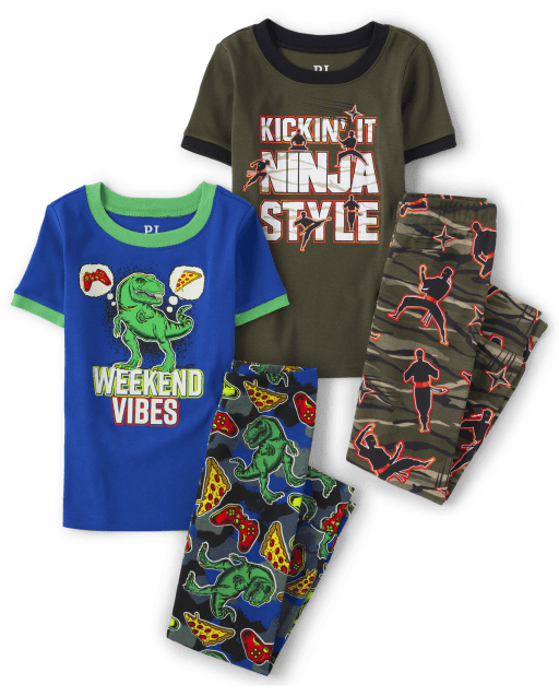Boys Short Sleeve Weekend Vibes And Kickin' It Ninja Style Snug Fit ...