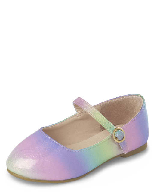 Toddler Girls Glitter Rainbow Ballet Flats - MULTI CLR | The Children's ...