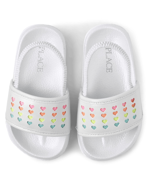Toddler Girls Rainbow Heart Slides | The Children's Place - WHITE