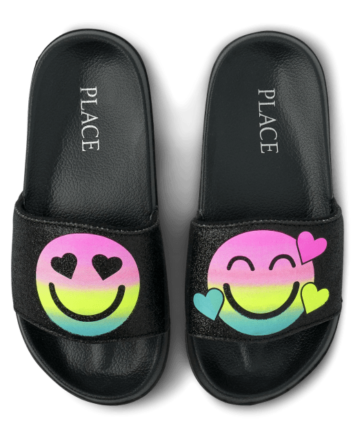 Girls Happy Face Slides | The Children's Place - BLACK