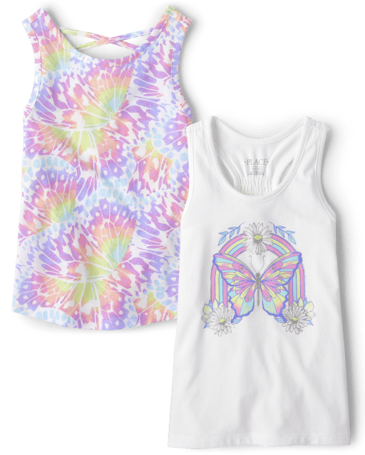 Girls Mix And Match Sleeveless Print And Graphic Tank Top 2-Pack | The ...