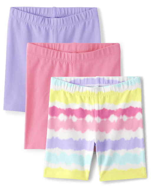 Toddler Girls Mix And Match Rainbow Striped Knit Bike Shorts 3-Pack ...