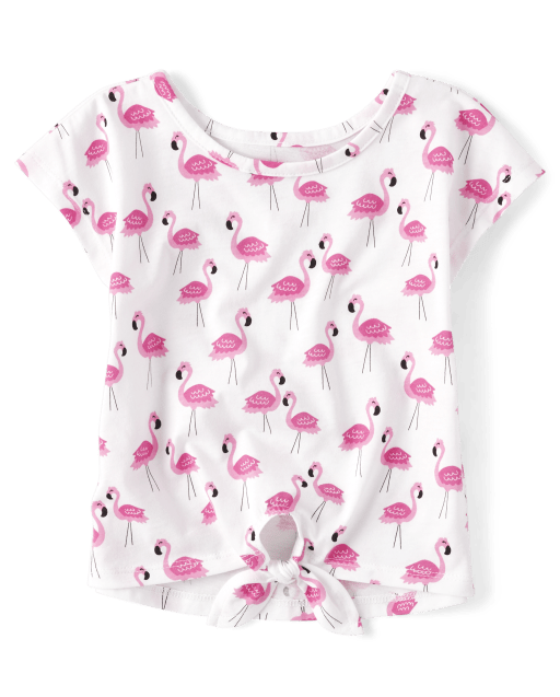 Baby And Toddler Girls Short Sleeve Print Tie Front Top | The Children ...