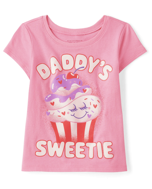 Baby And Toddler Girls Short Sleeve Daddy's Sweetie Graphic Tee | The ...