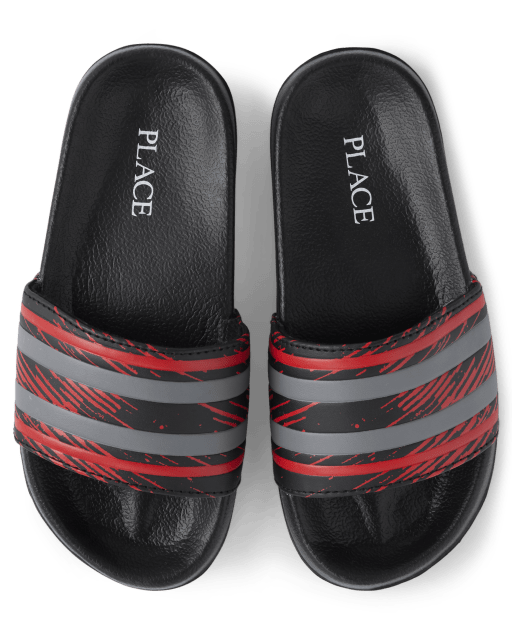 Boys Striped Slides | The Children's Place - BLACK