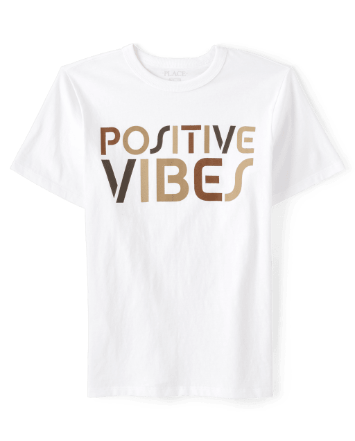 Boys Short Sleeve Positive Vibes Graphic Tee | The Children's Place - WHITE