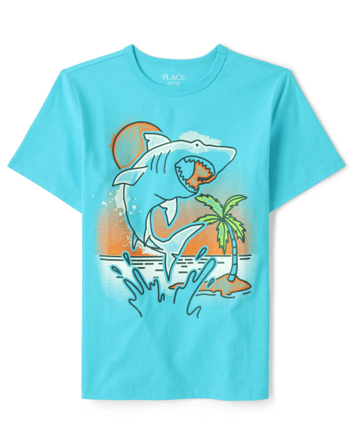 Boys Short Sleeve Shark Graphic Tee | The Children's Place - BLUE ATOLL