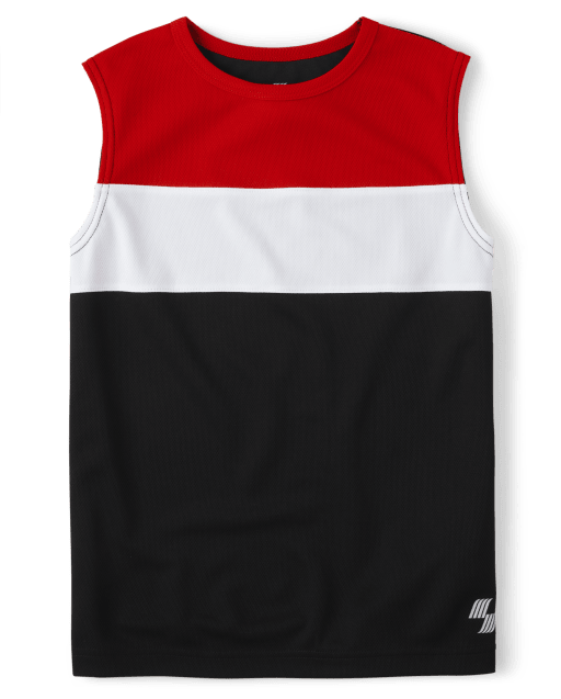 Boys Mix And Match Sleeveless Colorblock Mesh Knit Performance Muscle ...