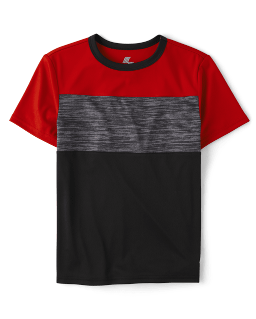 Boys Mix And Match Short Sleeve Colorblock Performance Top - BLACK ...