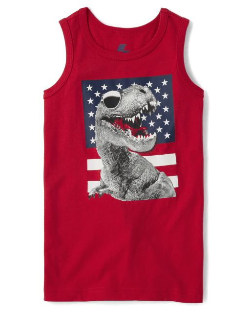 Boys Mix And Match Sleeveless Dino Flag Graphic Tank Top | The Children ...