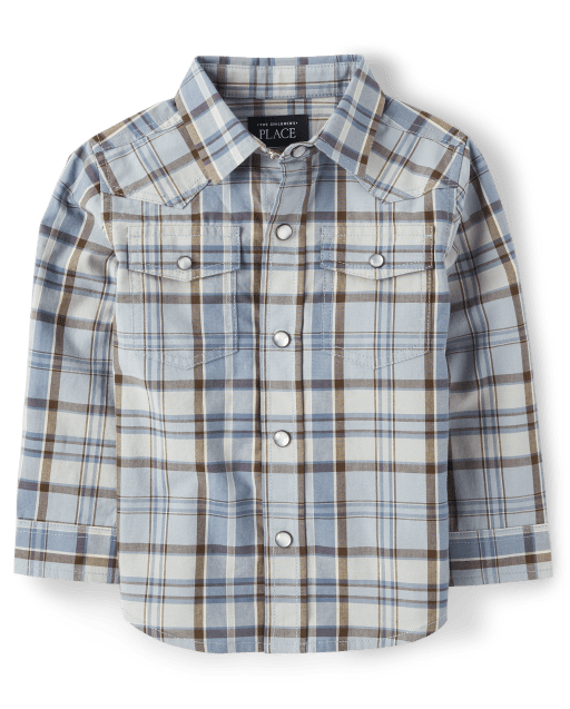 Baby And Toddler Boys Long Sleeve Plaid Poplin Snap Front Shirt | The ... Baby And Toddler Boys Long Sleeve Plaid Poplin Snap Front Shirt | The ...