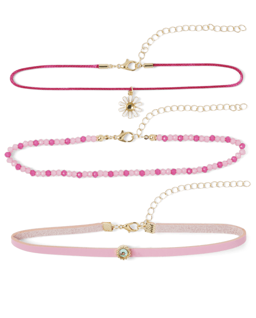 Girls Flower Choker Necklace 3-Pack | The Children's Place CA - MULTI CLR