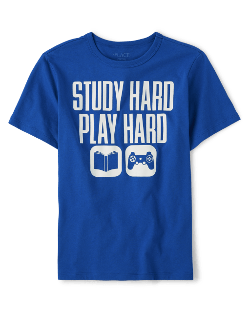 Boys Short Sleeve Study Hard Graphic Tee | The Children's Place - RENEW ...