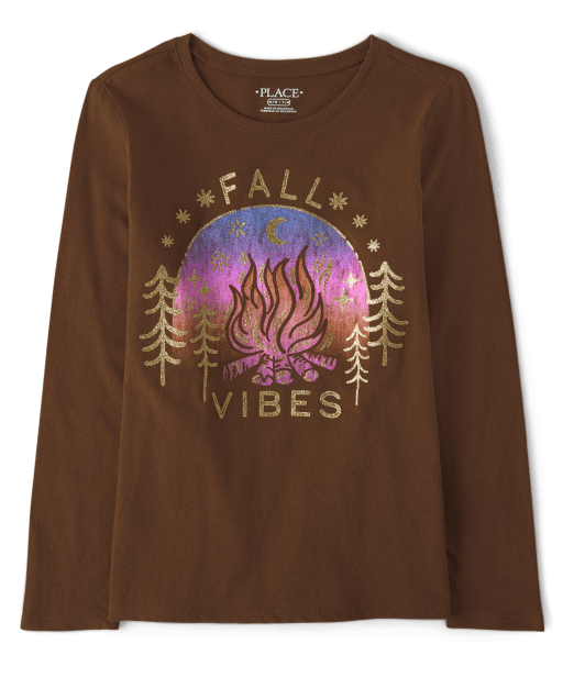 Girls Long Sleeve Fall Vibes Graphic Tee | The Children's Place CA ...