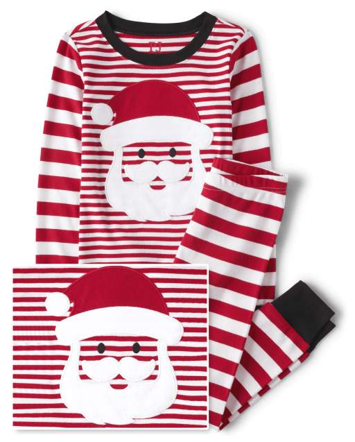 Unisex Kids Christmas Long Sleeve Striped Santa Snug Fit Cotton Pajamas ...