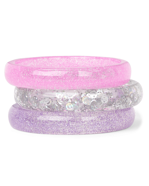 Girls Glitter Bangle Bracelet 3-Pack | The Children's Place - MULTI CLR